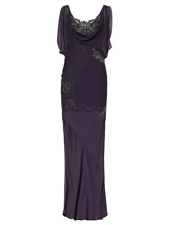 DE LA VALI Emerald Embellished Sheer Maxi Dress - Midnight