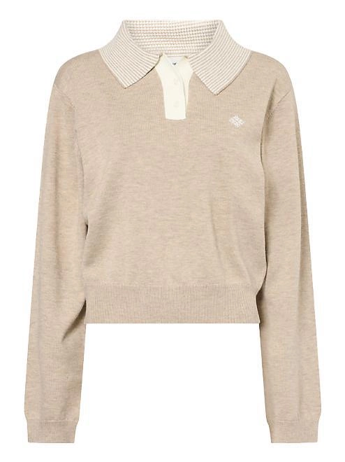 THE COUTURE CLUB Long-sleeve Knitted Polo Top - Beige