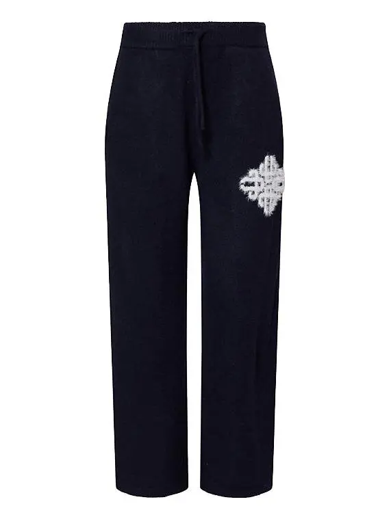 THE COUTURE CLUB Fluffy Relaxed-fit Knitted Jogging Bottoms - Navy