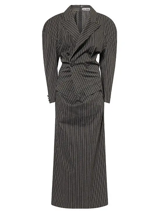 Issey Miyake Allow Stripe Woven Maxi Dress - Black