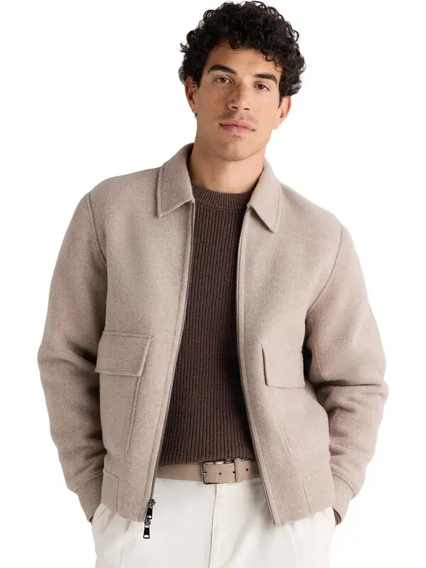 Quince Double-faced Merino Wool Bomber Jacket - Oat