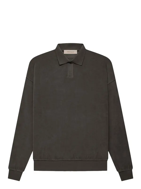 Fear Of God Velour Long-sleeve Polo 'off - Black