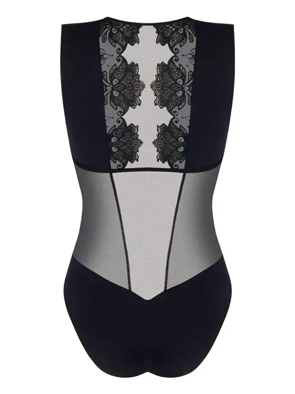Lise Charmel Diva Glamour Embroidered Tulle Bodysuit - Noir