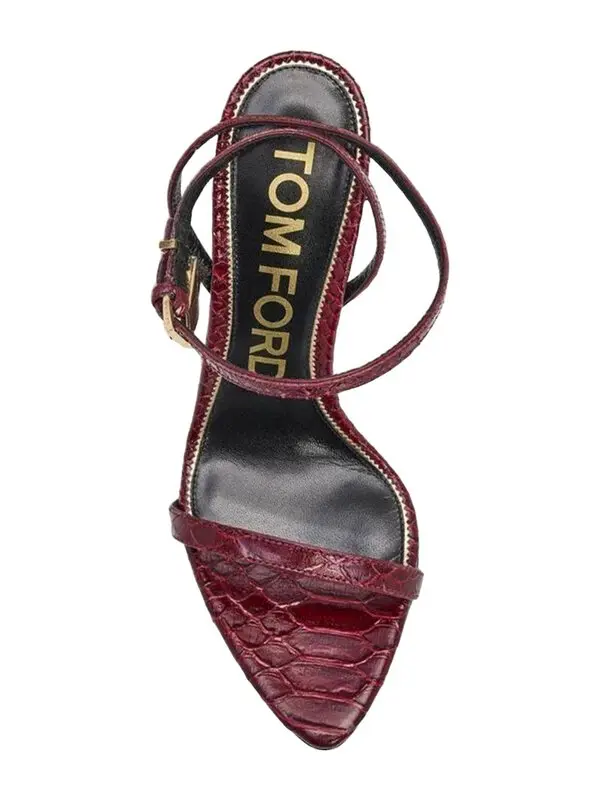 TOM FORD 105mm Lock Embossed Leather Sandals - Ruby Red