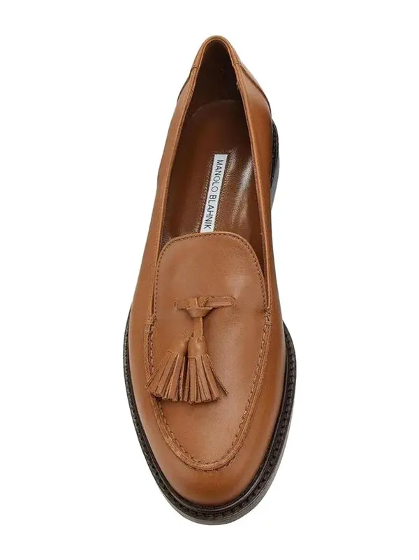 Manolo Blahnik Bucky Leather Loafers - Medium Brown