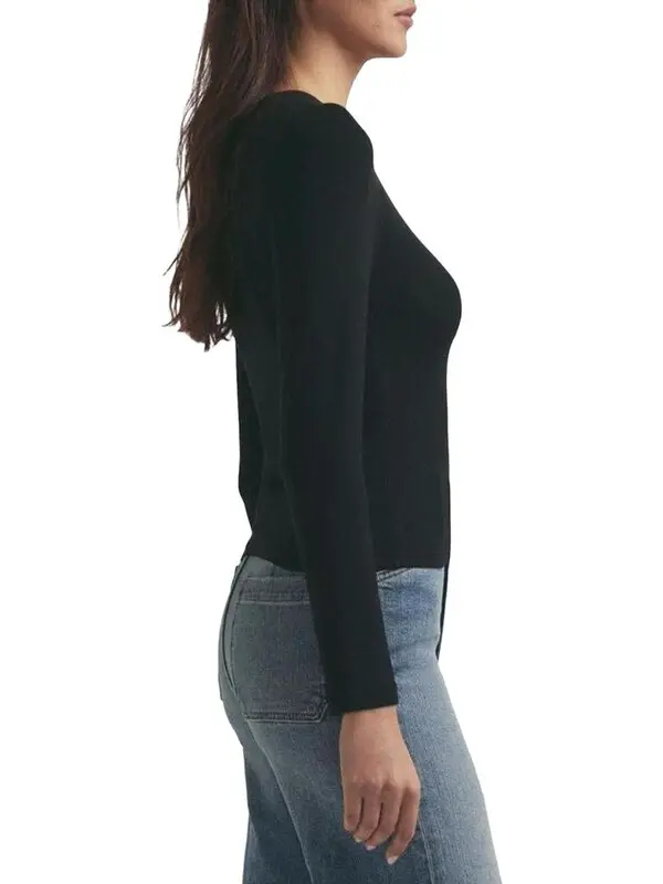 FAVORITE DAUGHTER Rib-knit Long-sleeve Top - Black
