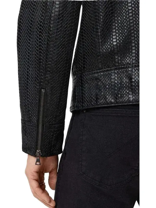 John Varvatos Apos;s Benjamin Snakeskin-embossed Leather Jacket - Black