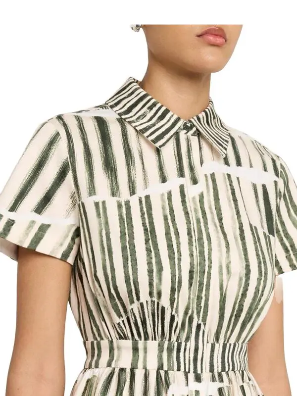 JASON WU Stripe Collage-print Short-sleeve Midi Shirtdress - Plaster