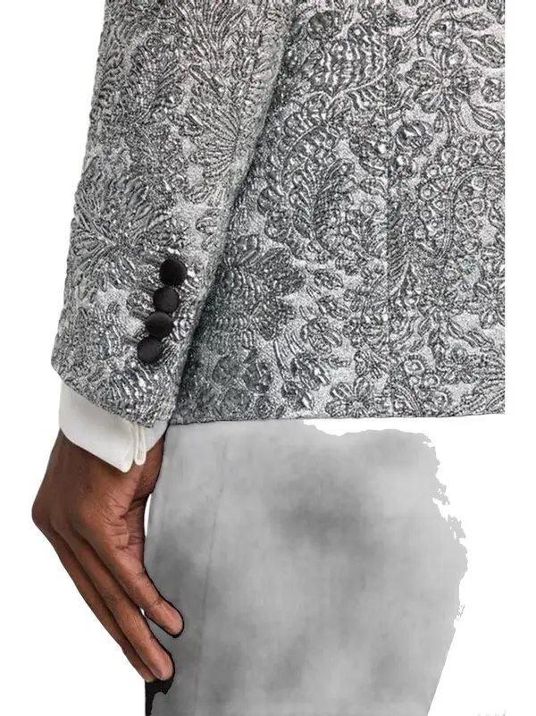 Dolce & Gabbana Apos;s Floral Lamé Single-breasted Jacket - Argento