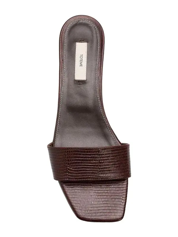 TOTEME Lizard Leather Kitten-heel Sandals - Brown