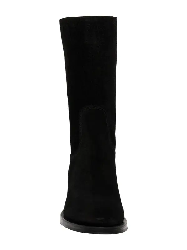 Santoni Fleeces Suede Tall Ranch Boots - Black