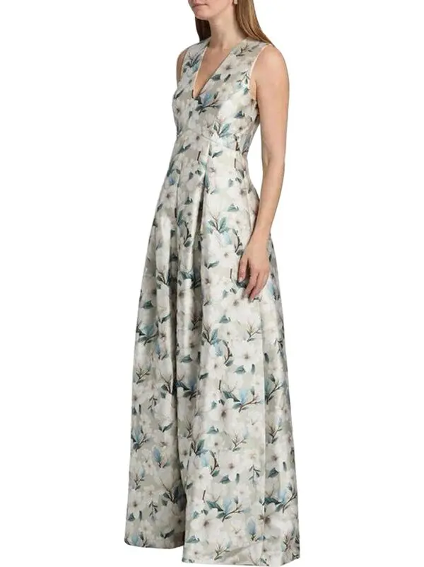SACHIN BABI Brooklynne Floral Satin A-line Gown - Champagne