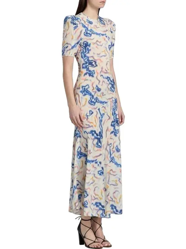 Ulla Johnson Samar Short-sleeve Silk Dress - Prism