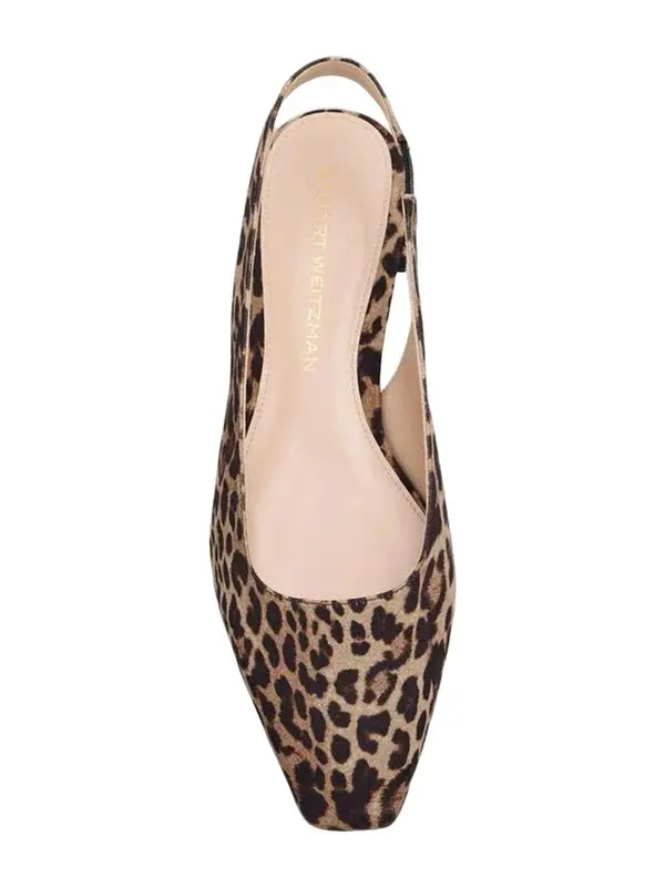 STUART WEITZMAN Stassi Grosgrain Slingback Flats - Leopard