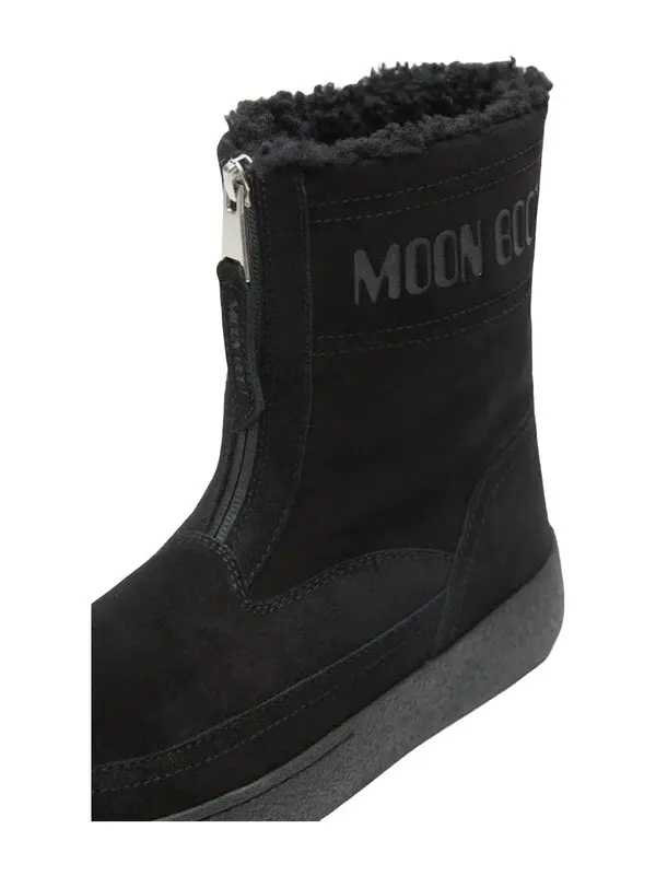 Moon Boot L-track Lara Shearling-trim Suede Boots - Black