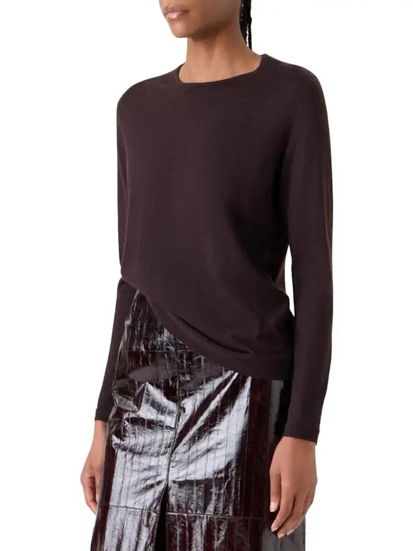 Akris Cashmere-silk Fine Gauge Knit Sweater - Coffee