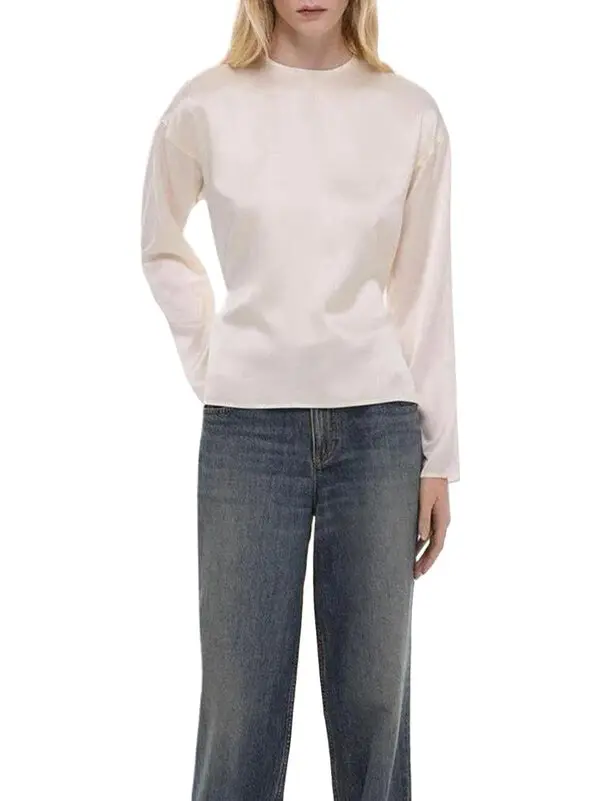 Helmut Lang Draped Silk Satin Scarf Top - Ivory