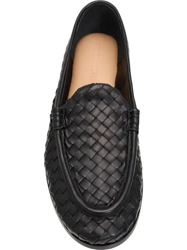 Bottega Veneta Silenzio Intrecciato Leather Loafers - Nero