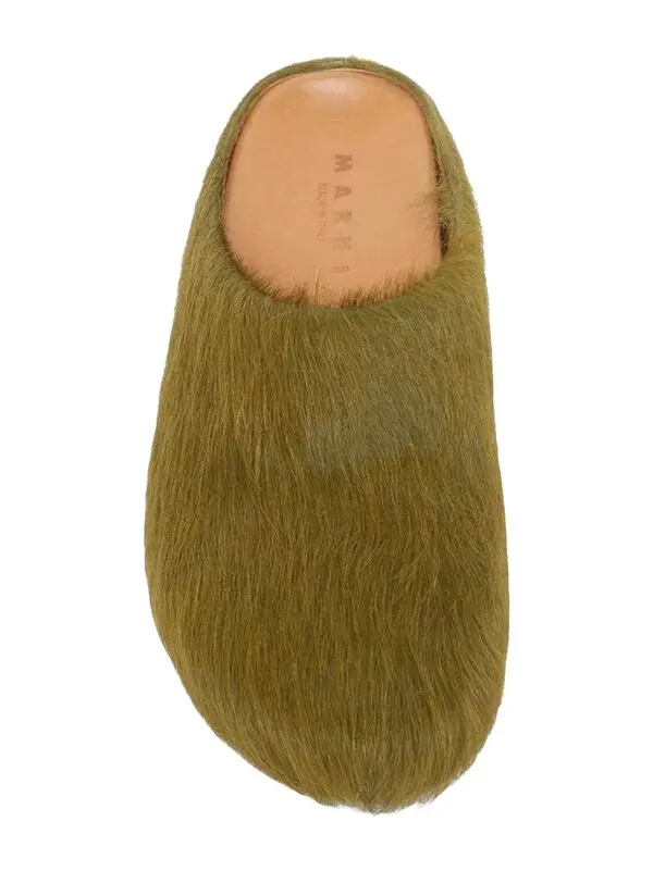 Marni Apos;s Fussbett Calf Hair Sabot Mules - Deep Sage