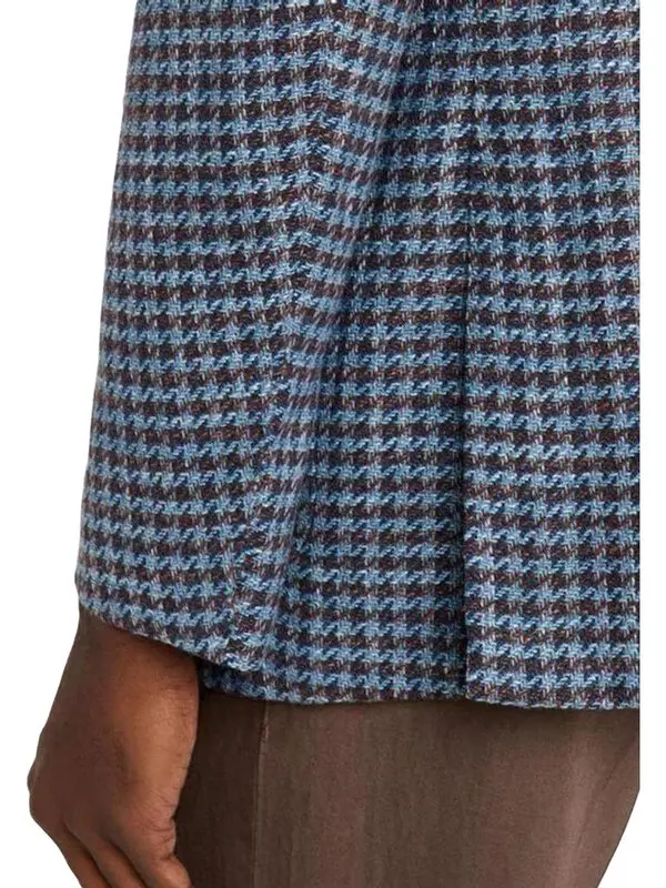 SARTORIO Apos;s Wool And Silk Houndstooth Single-breasted Sport Coat - Blue