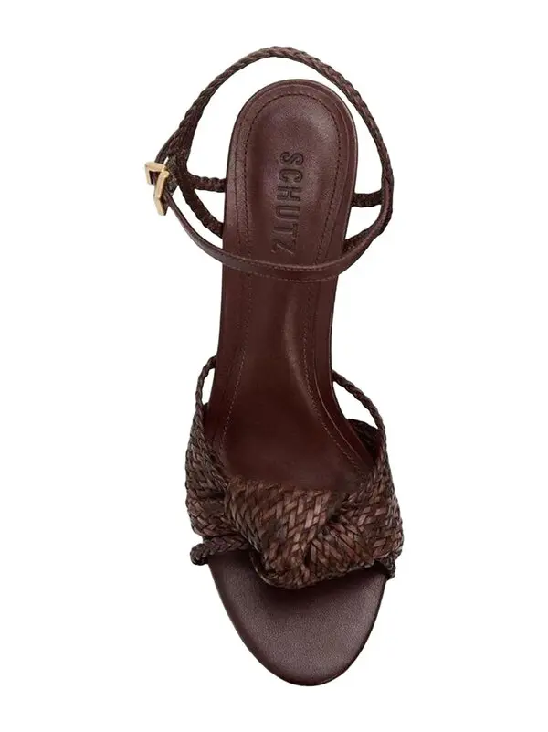 Schutz Kalina 100mm Leather Platform Sandals - Root Brown