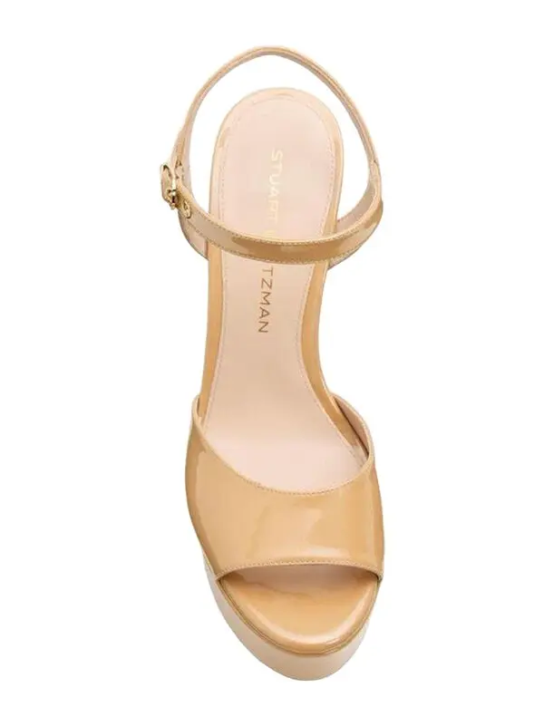 STUART WEITZMAN 130mm Reade Patent Leather Platform Sandals - Adobe