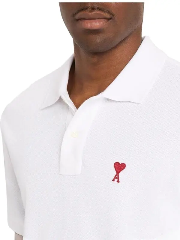 AMI Paris Apos;s De Coeur Cotton Polo Shirt - Blanc