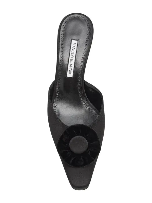 Manolo Blahnik Caulon 50mm Satin Velvet-trimmed Mules - Blck0015