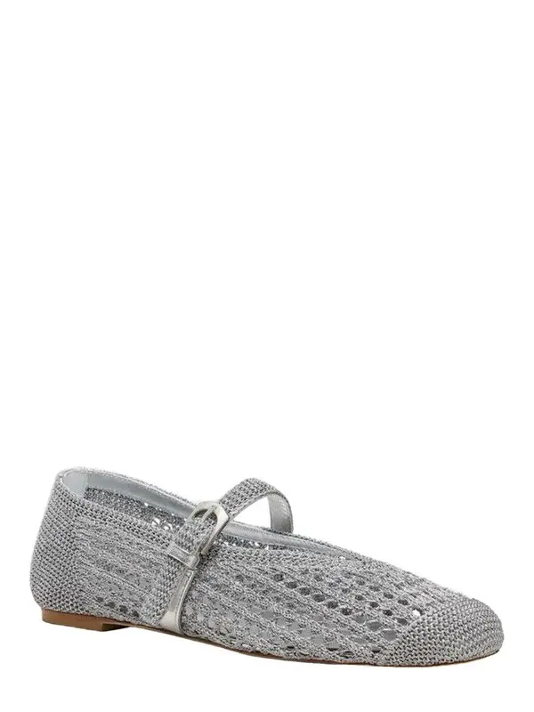 STUART WEITZMAN Leora Crochet Mary Jane Ballerina Flats - Silver