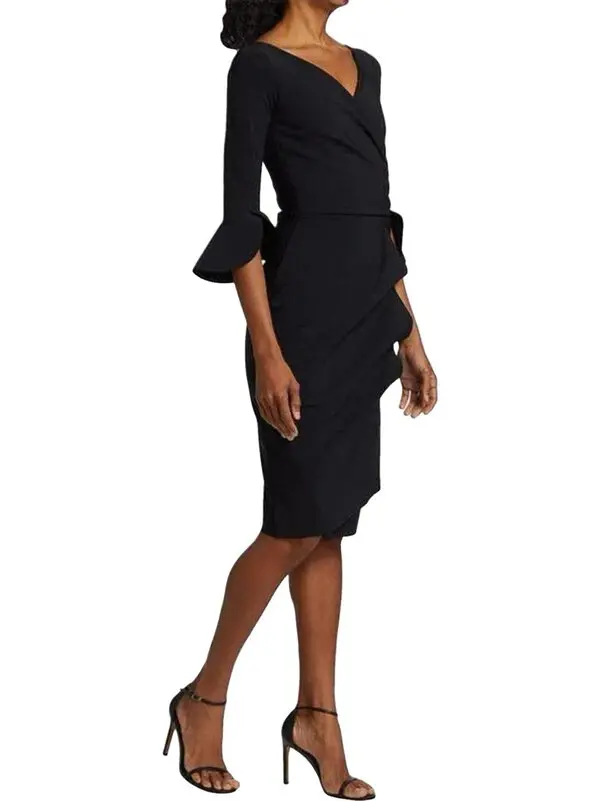 Chiara Boni La Petite Robe Triana Bell-sleeve Ruffle Bodycon Dress - Black