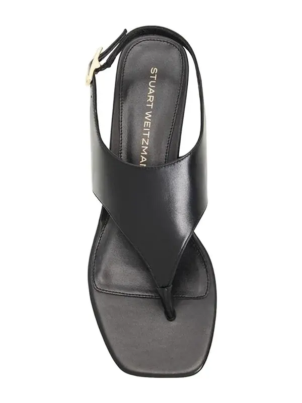 STUART WEITZMAN 40mm Baby Babette Leather Thong Sandals - Black