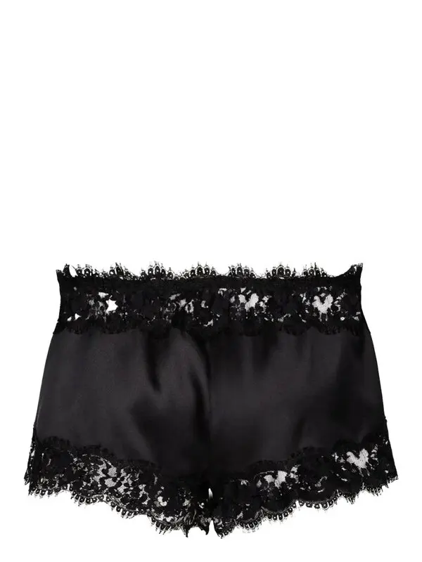 Dolce & Gabbana Lace-trim Stretch Silk Slip Shorts - Black