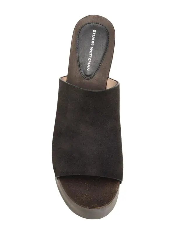 STUART WEITZMAN 100mm Kate Suede Platform Clogs - Shadow