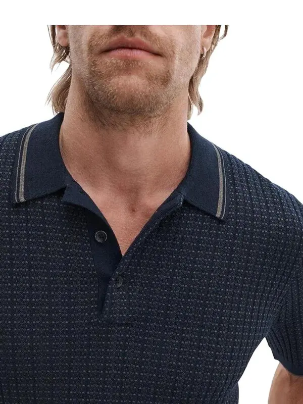Rag & Bone Apos;s Harvey Rib-knit Polo Shirt - Navy