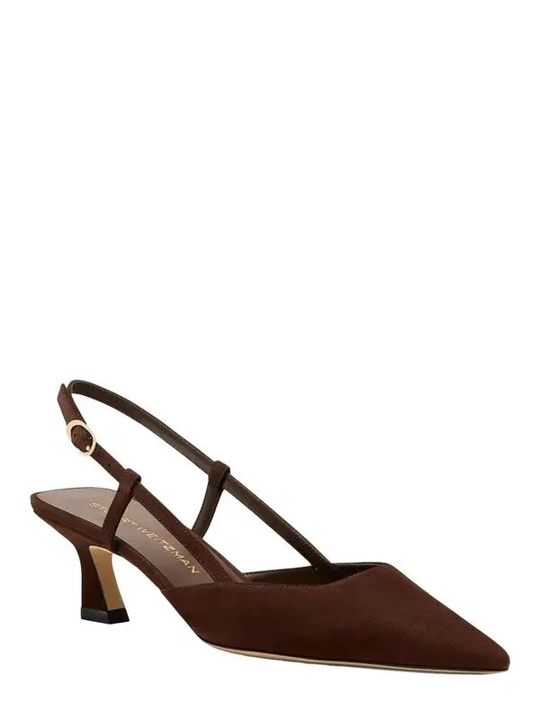 STUART WEITZMAN 50mm Vinnie Suede Slingback Pumps - Walnut