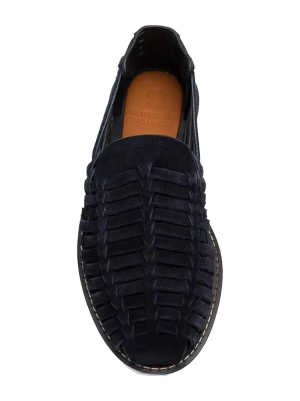 Brunello Cucinelli Apos;s Woven Suede Sandals - Navy