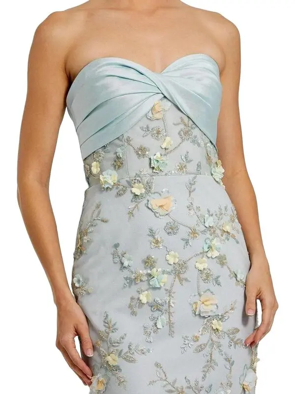 Mac Duggal Sequin-embellished Bow Column Gown - Blue