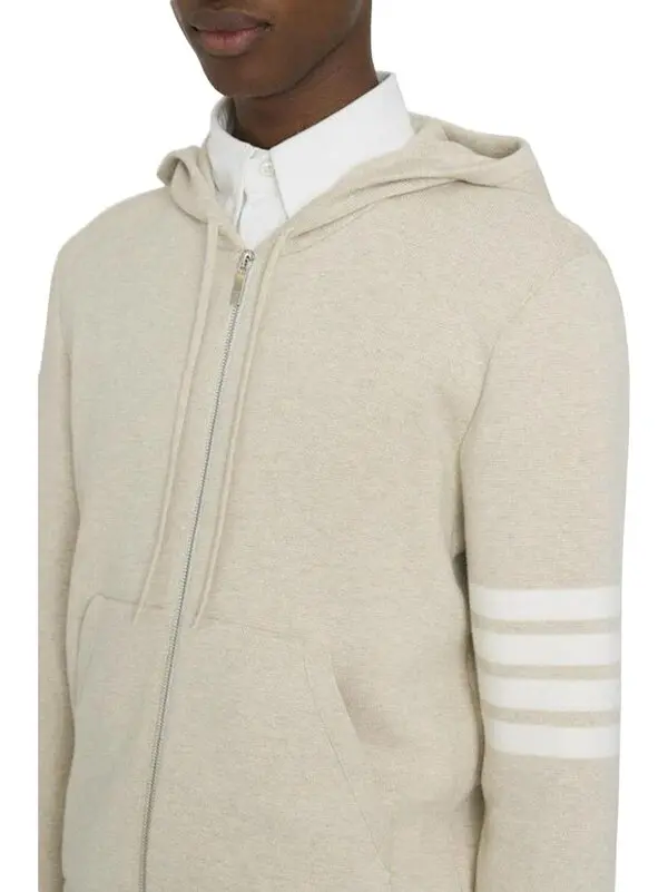 Thom Browne Apos;s Cotton 4-bar Full-zip Hoodie - Medium Beige