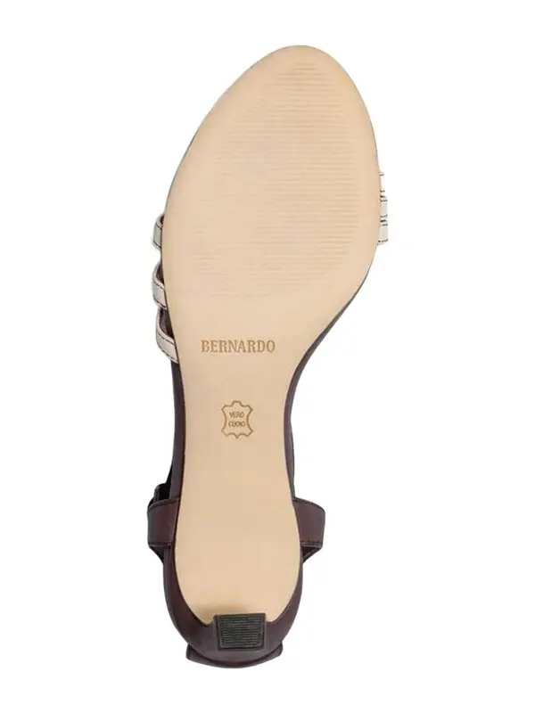 Bernardo 40mm Lima Leather Ankle-strap Kitten-heel Sandals - Dark Choco