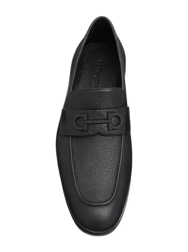 FERRAGAMO Apos;s Touch Hammered Leather Rubber-gancini Loafers - Nerone