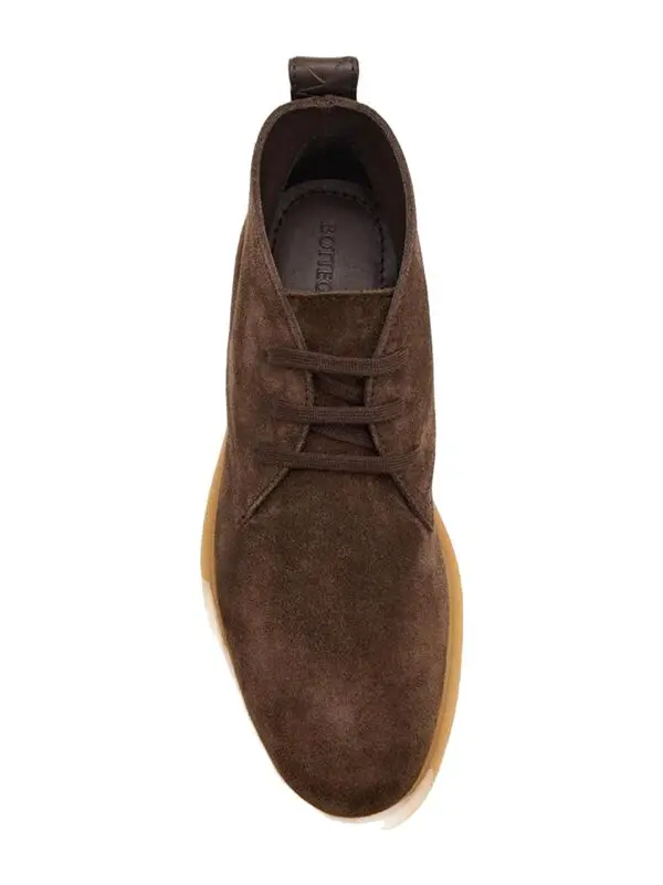 Bottega Veneta Apos;s Astaire Suede Intrecciato Tab Lace-up Ankle Boots - Fondant