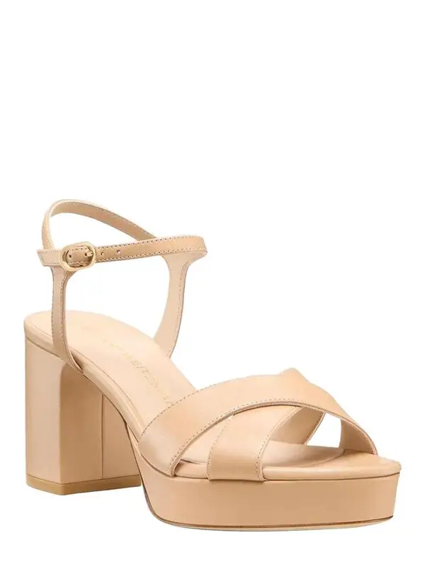 STUART WEITZMAN 80mm Dayna Leather Platform Sandals - Adobe