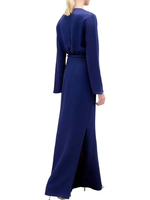 Silvia Tcherassi Cassy Hammered Satin Maxi Dress - Navy