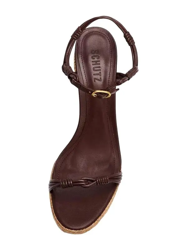 Schutz 100mm Nara Leather Espadrille Platform Sandals - Root Brown