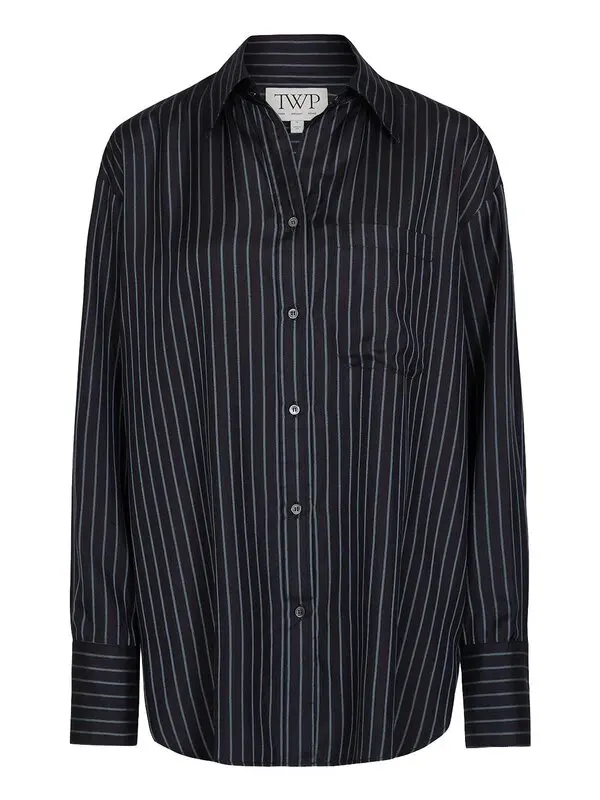TWP Big Joe Striped Silk Shirt - Blue Night