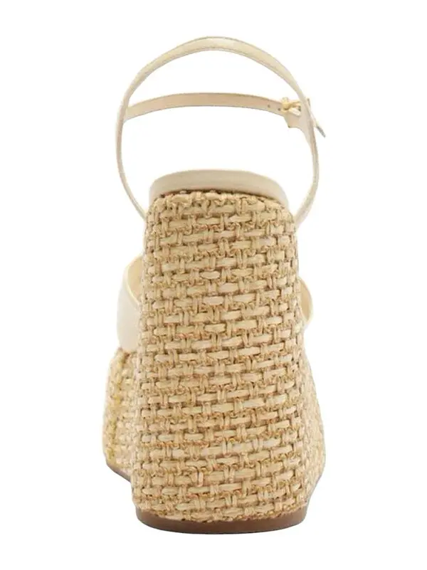 Schutz 120mm Keefa Leather And Raffia Platform Sandals - Egg Shell