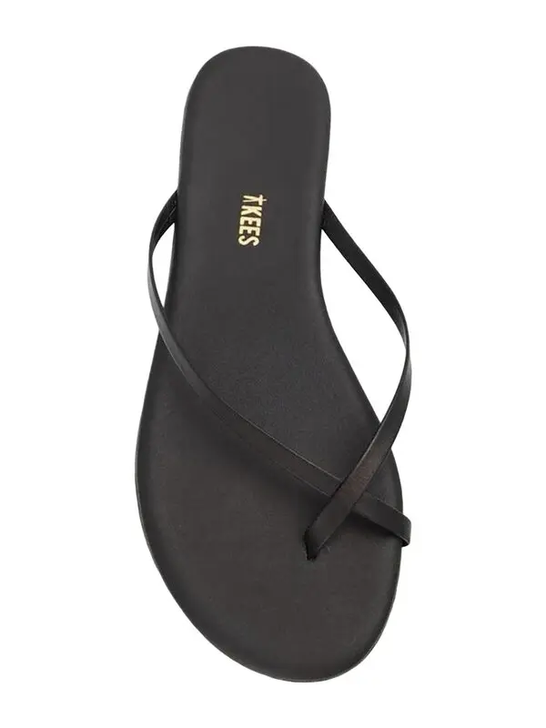 Tkees Riley Metallic Leather Crisscross Flat Thong Sandals - Sable