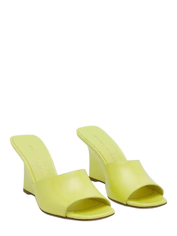STUART WEITZMAN 85mm Vinnie Patent Leather Wedge Mules - Citrine