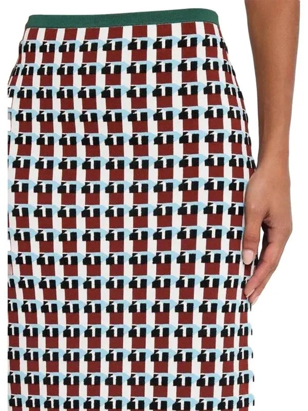 ZANKOV Raven Geo Wool Midi Skirt - Suede Mult