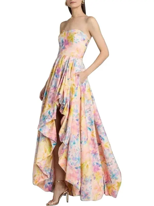 AS IT MAY Ava Floral Faille High-low Gown - Spring Lil